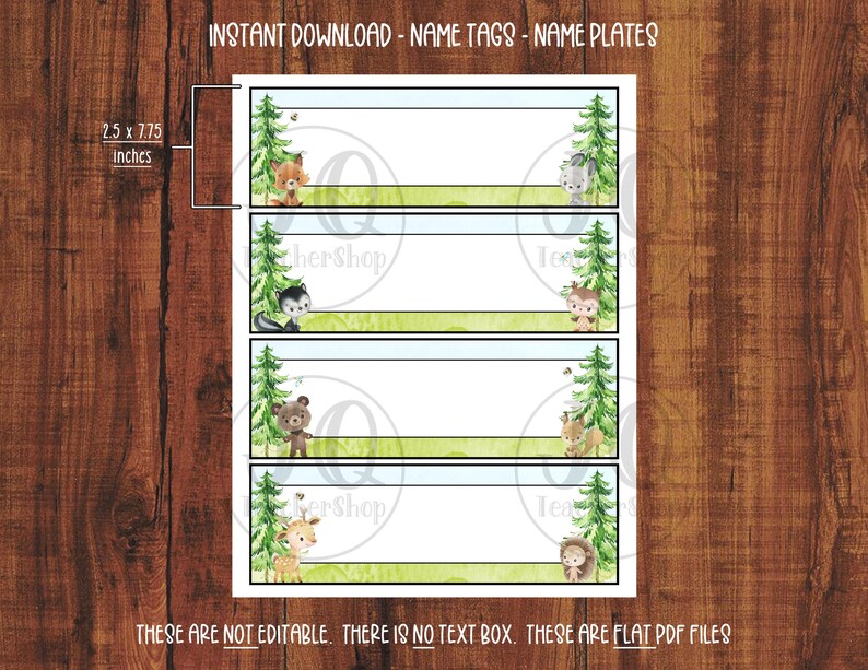 Printable Woodland Name Tags: Classroom Labels (PDF) - Etsy