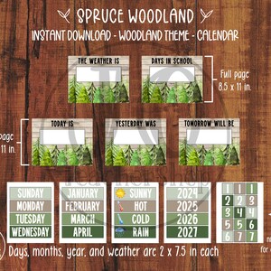 Printable Classroom Calendar, Woodland Theme Classroom Wall Calendar ...