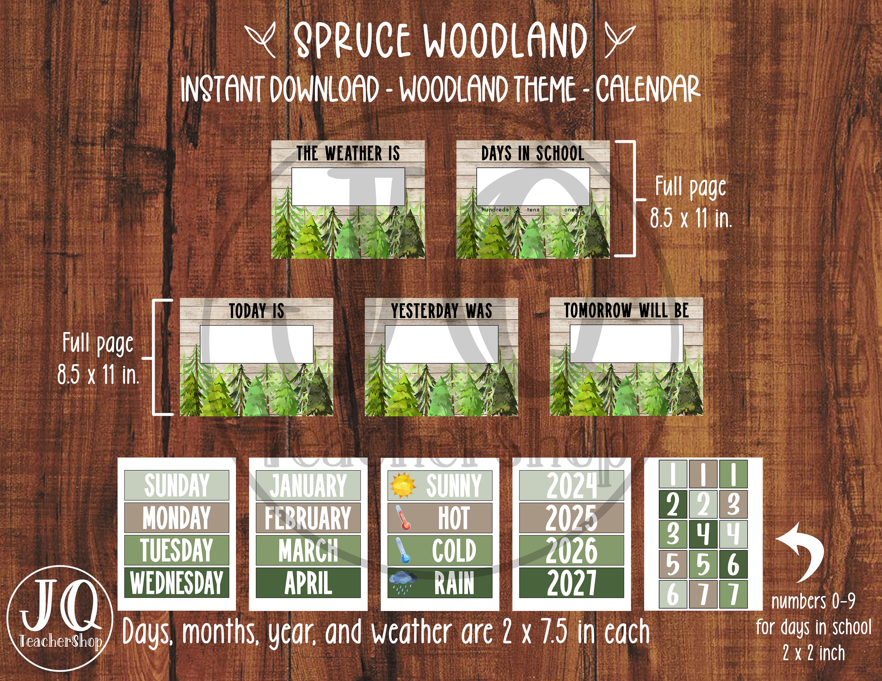 Woodland Animals Classroom Calendar, Forest Theme Decor (digital ...