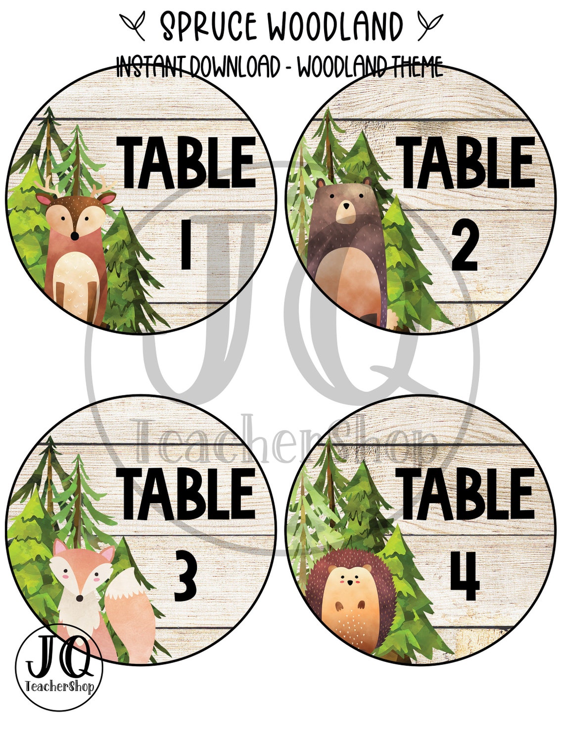 Woodland Animals Classroom Table Signs, Group Labels (digital Download ...