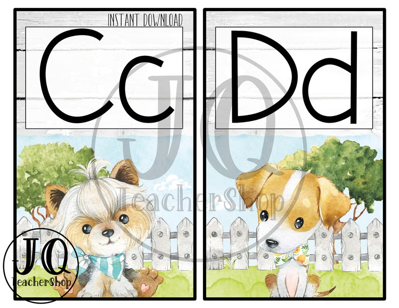 Printable Puppy Theme Alphabet Wall Posters Classroom Decor - Etsy