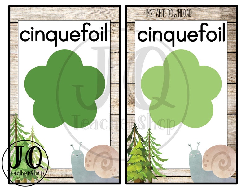 Printable 2d Shape Cards Woodland Theme Classroom Decor - Etsy