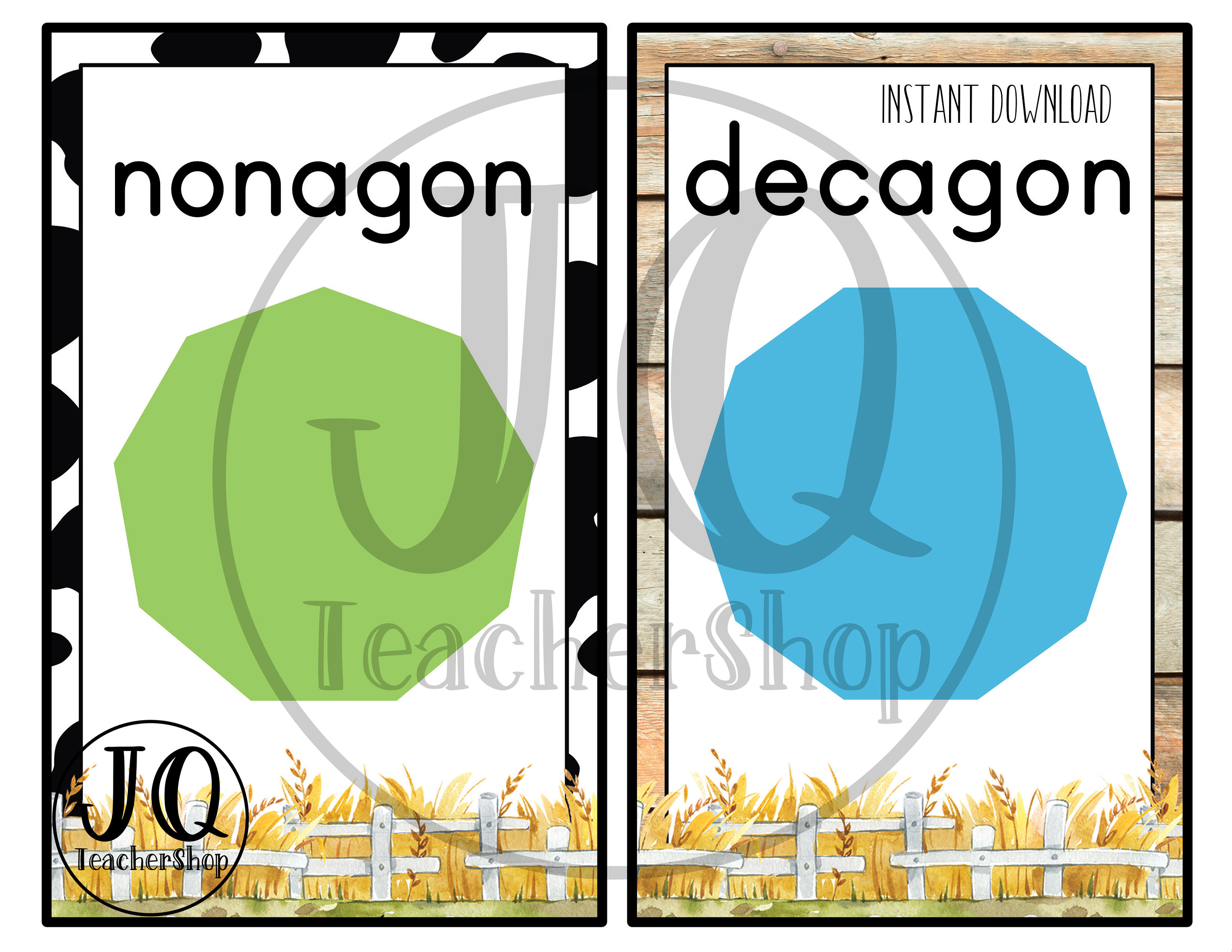 Printable 2d Shape Cards Farm Theme Classroom Decorations - Etsy UK