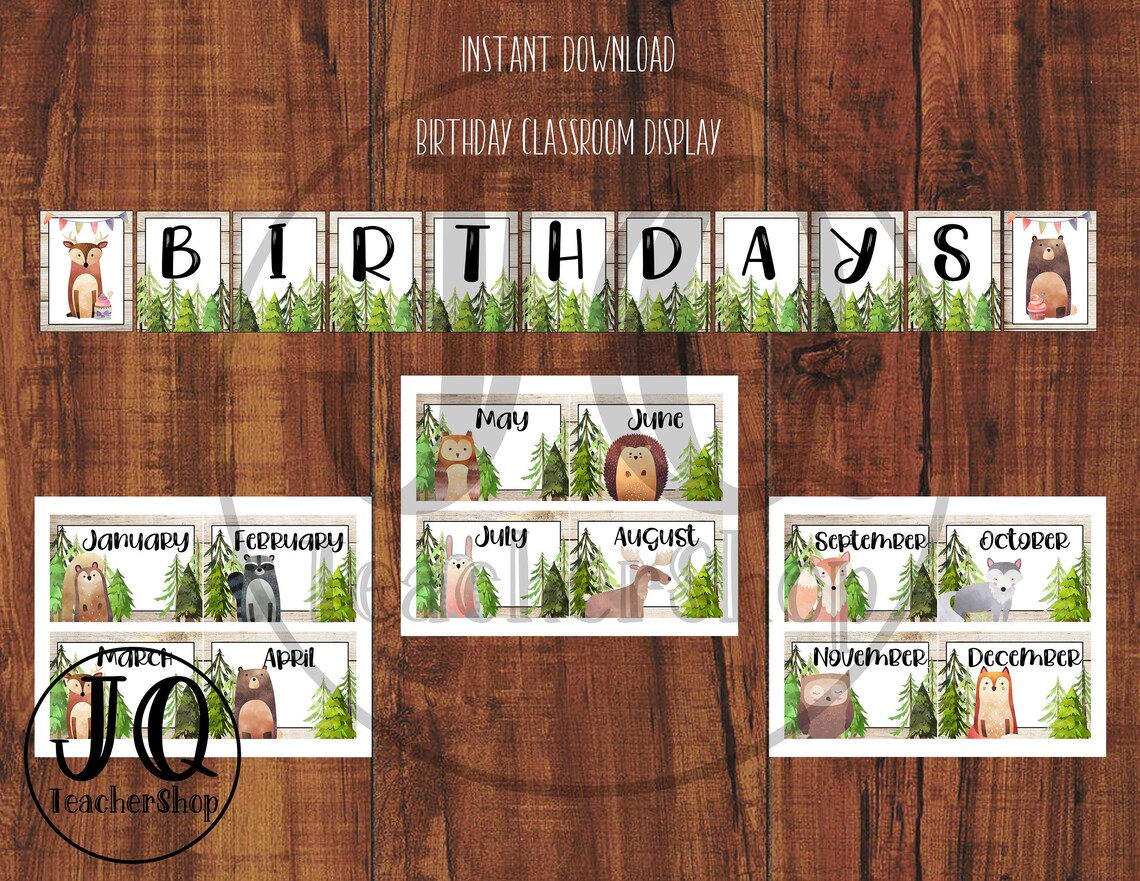 Printable Woodland Class Birthday Display Woodland Theme - Etsy
