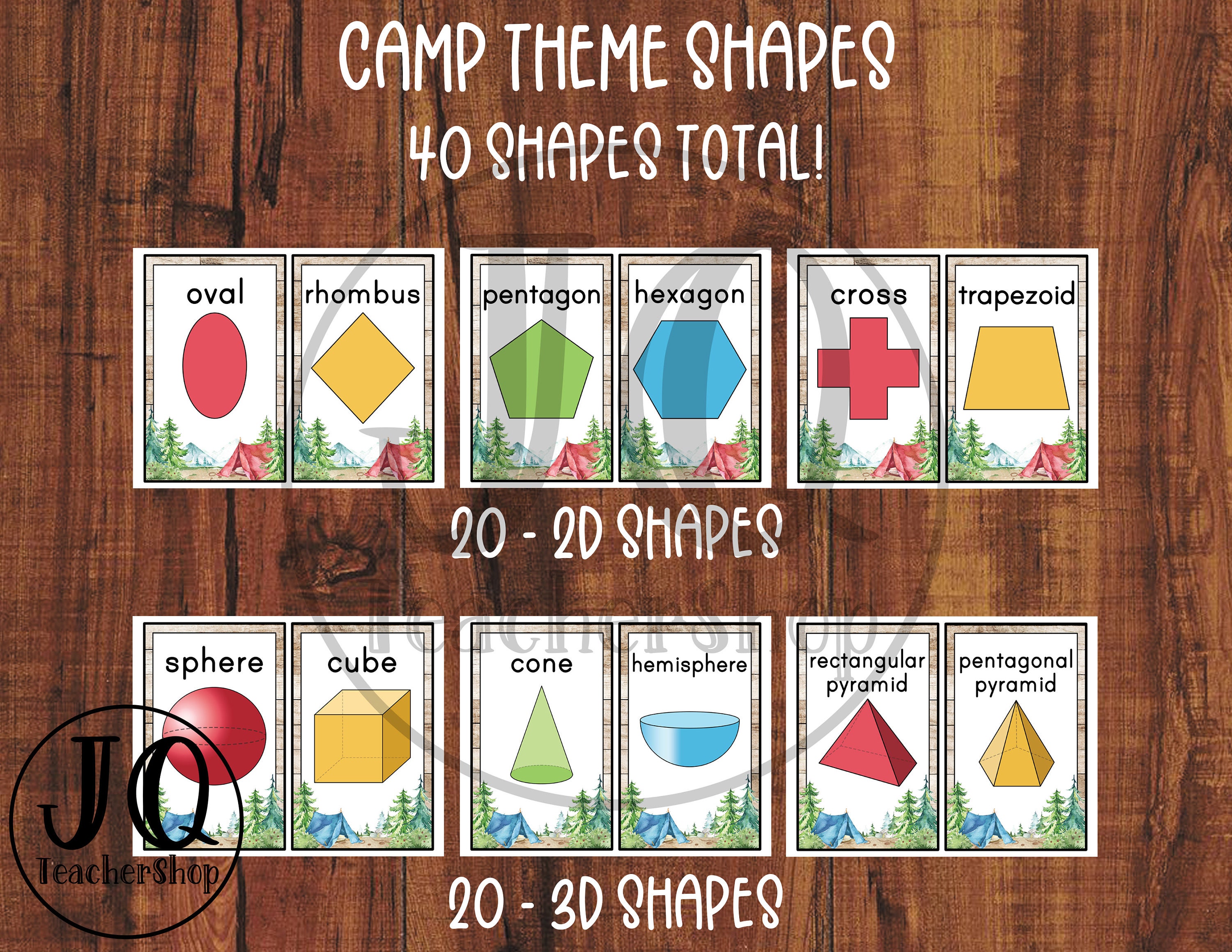 Printable, 2d Shapes, 3d Shapes, Camp Theme Classroom Decor, Camp Theme ...