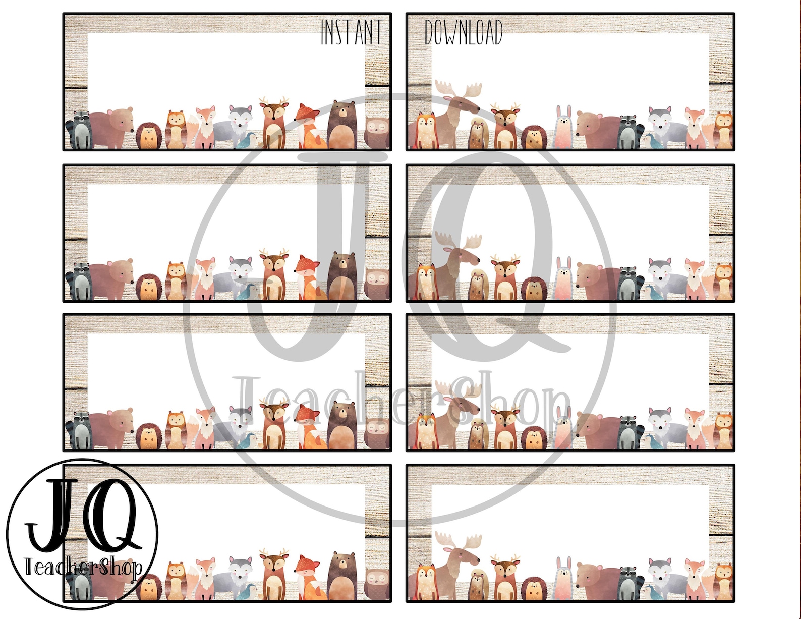Woodland Animals Classroom Labels, Printable Desk Name Plates (digital ...