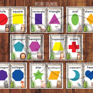 Printable 2d Shape Posters Woodland Theme Classroom Decor | Etsy