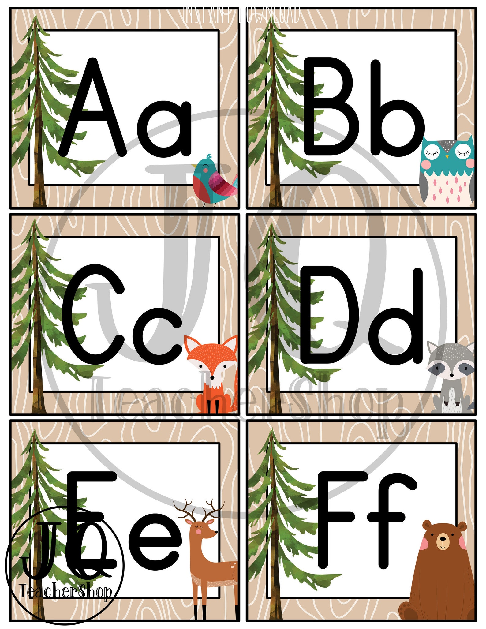 Printable Alphabet Word Wall, Classroom Decor, Woodland Alphabet Wall ...