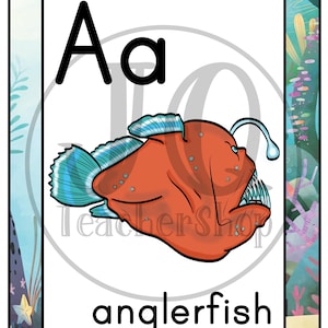 Printable Alphabet Wall Poster, Ocean Theme Classroom Decor, Ocean ...