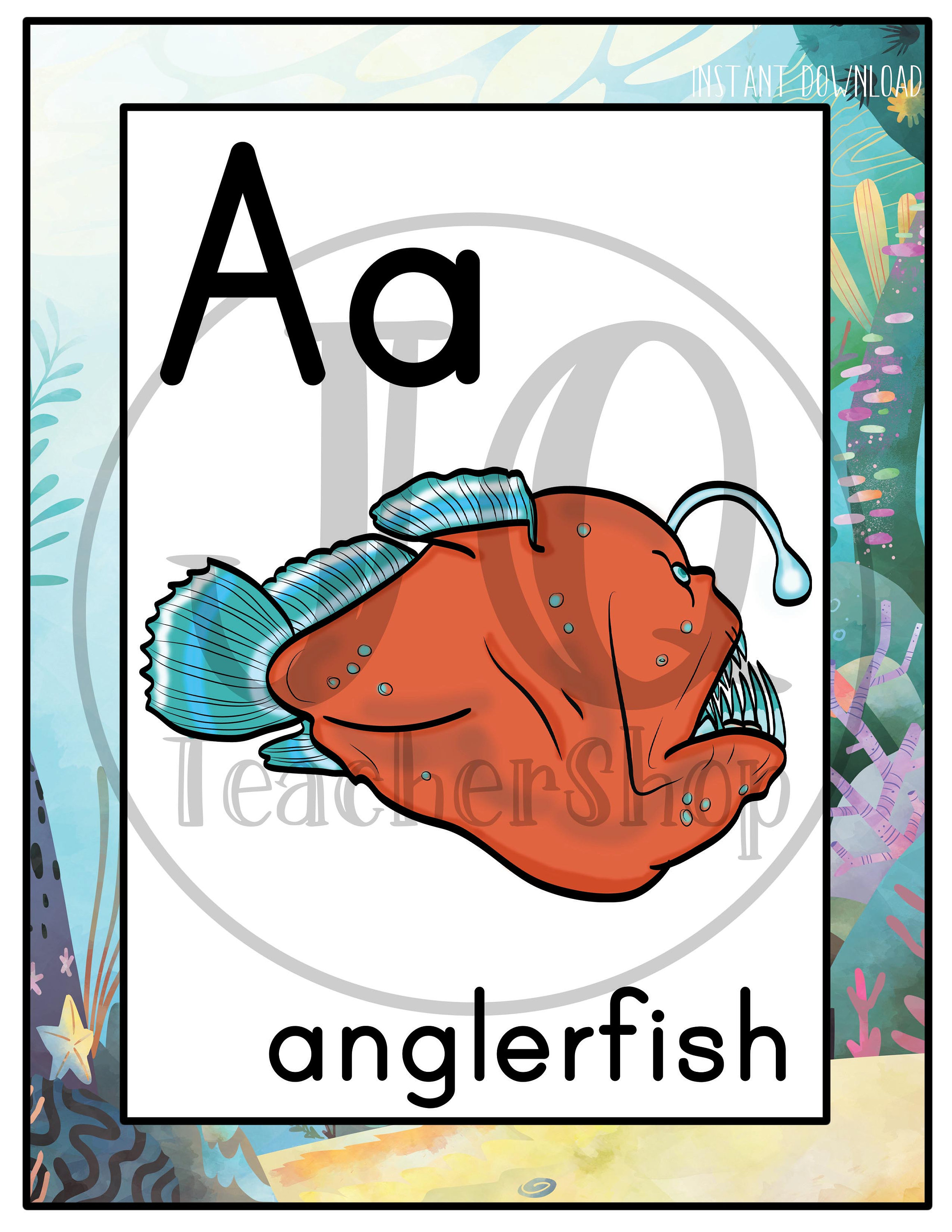 Printable Alphabet Wall Poster, Ocean Theme Classroom Decor, Ocean ...