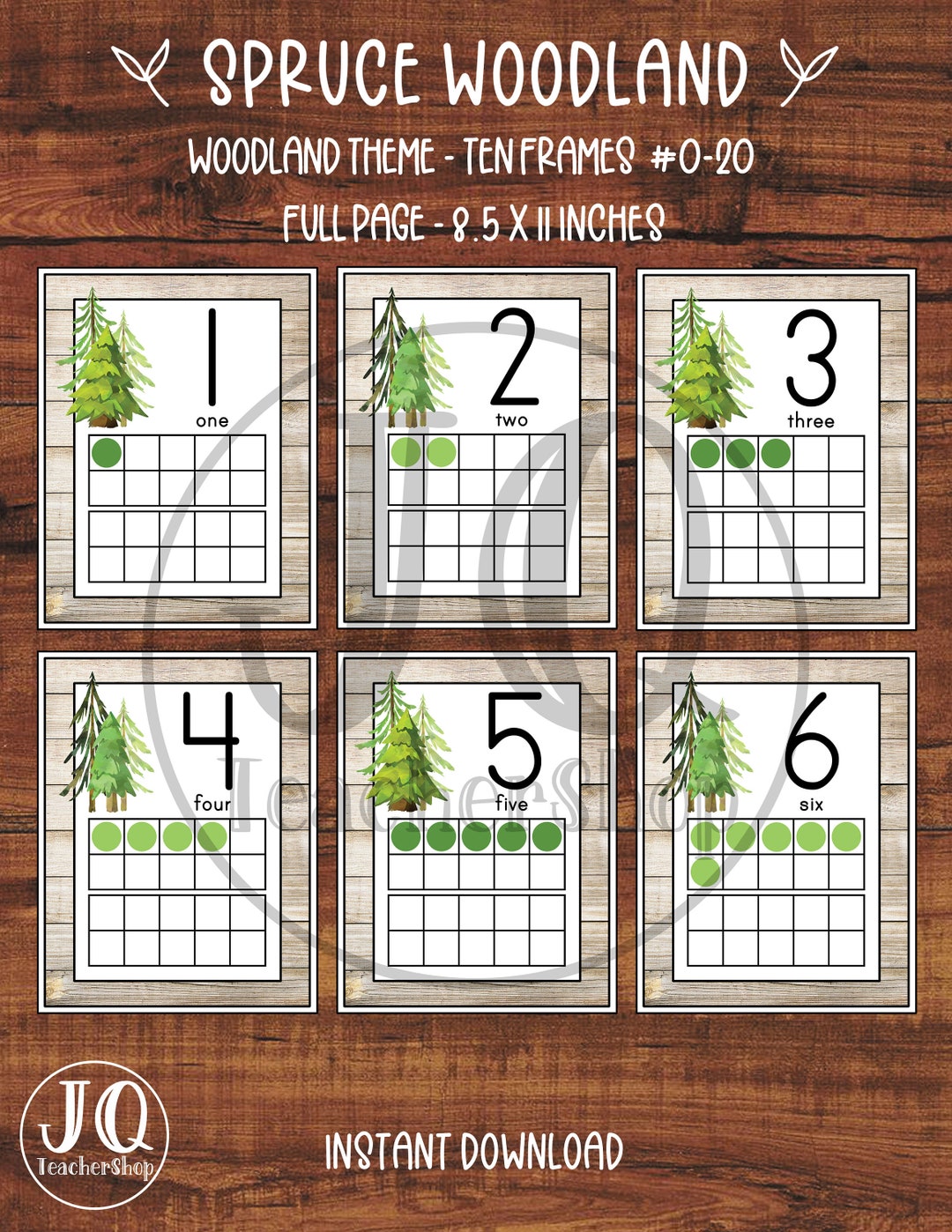 Printable Ten Frames Number Wall Posters, Woodland Classroom Decor ...