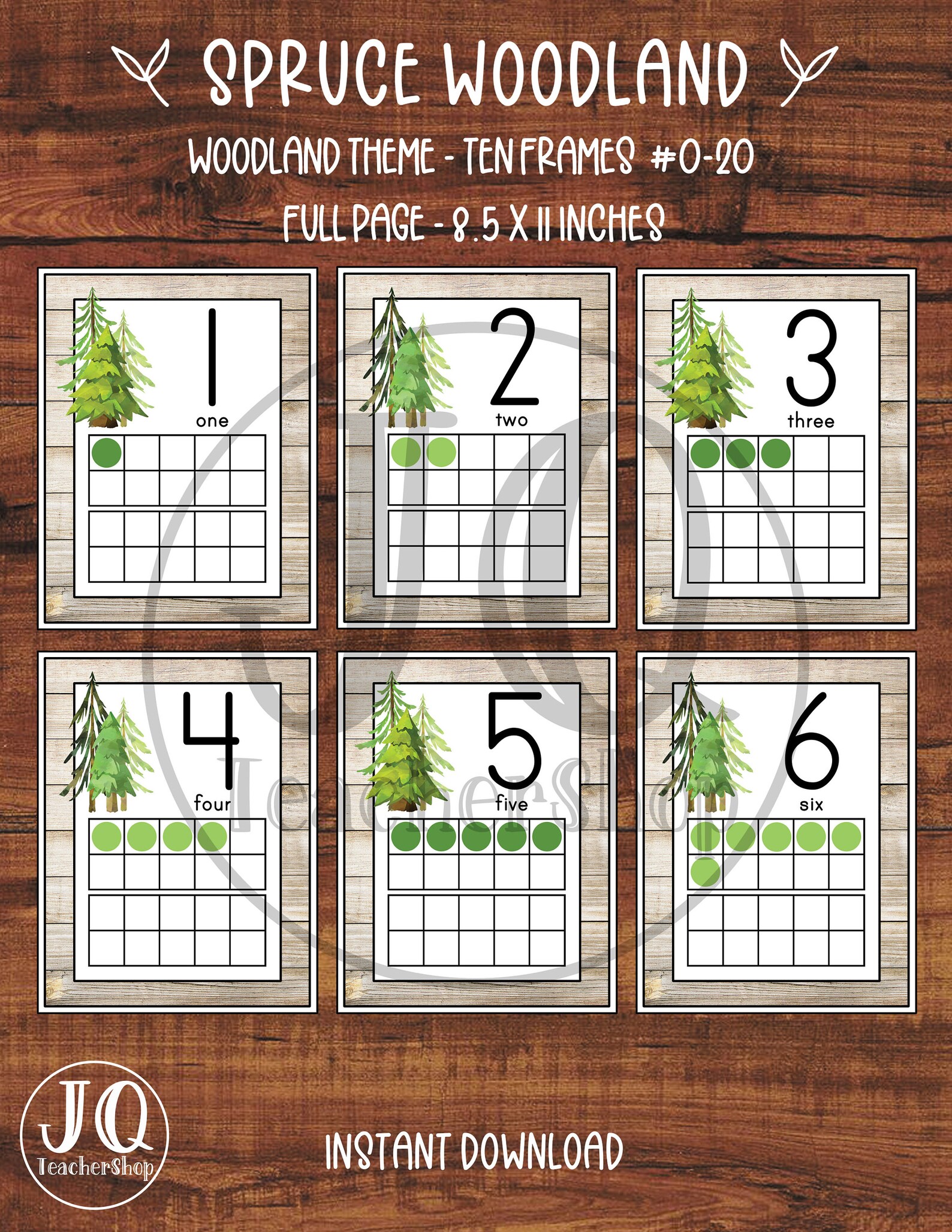 Printable Ten Frames Number Wall Posters, Woodland Classroom Decor ...