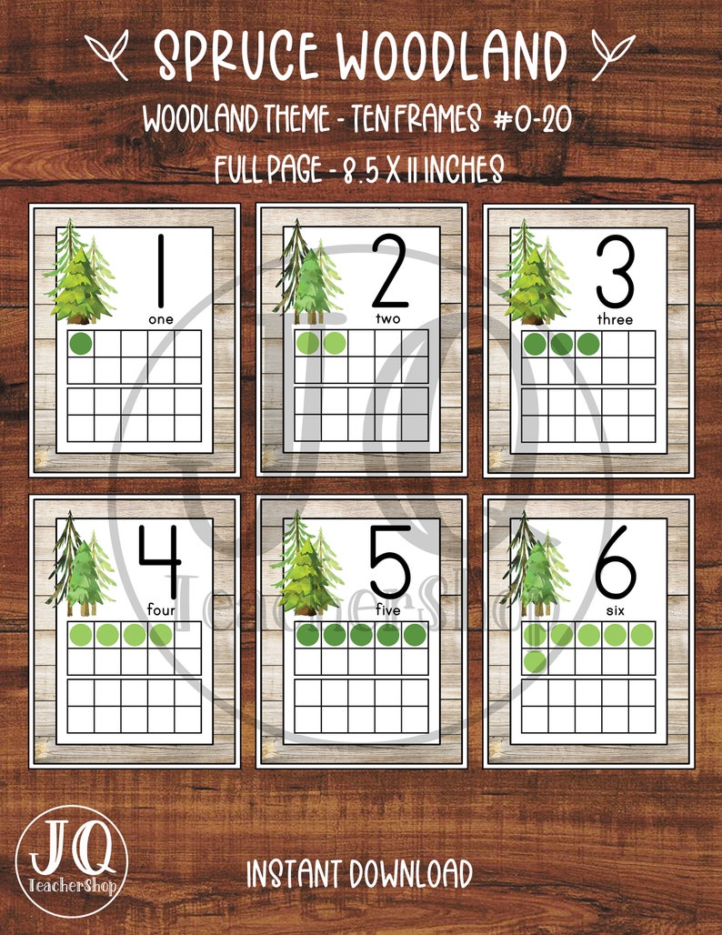 Printable Ten Frames Number Wall Posters, Woodland Classroom Decor ...