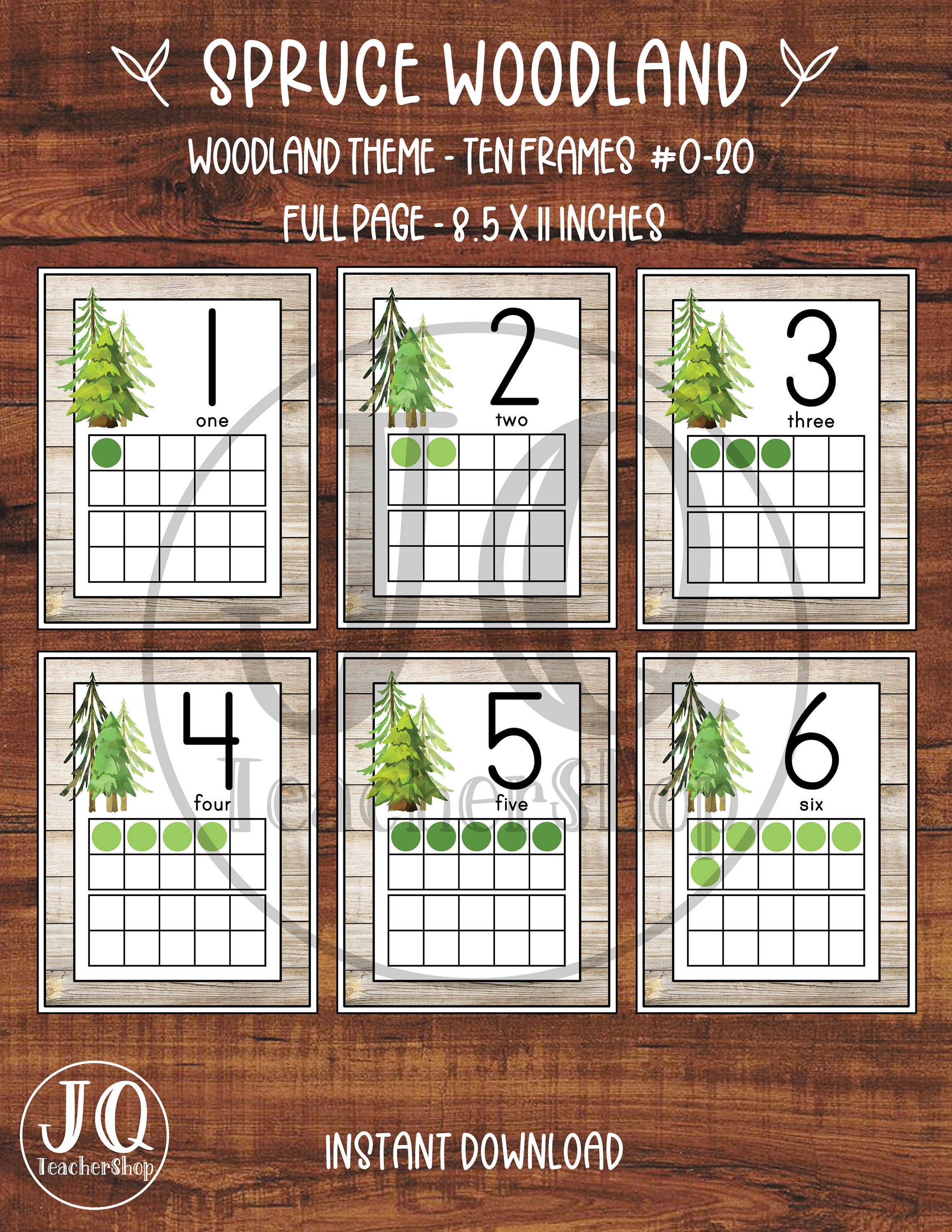Printable Ten Frames Number Wall Posters, Woodland Classroom Decor ...