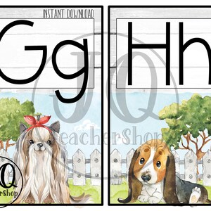 Printable Puppy Theme Alphabet Wall Posters, Classroom Decor, Dog Theme ...