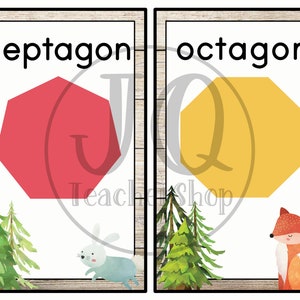 Printable 2d Shape Posters Woodland Theme Classroom Decor - Etsy Canada