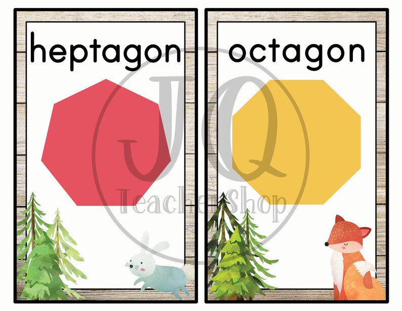 Printable 2d Shape Posters Woodland Theme Classroom Decor - Etsy