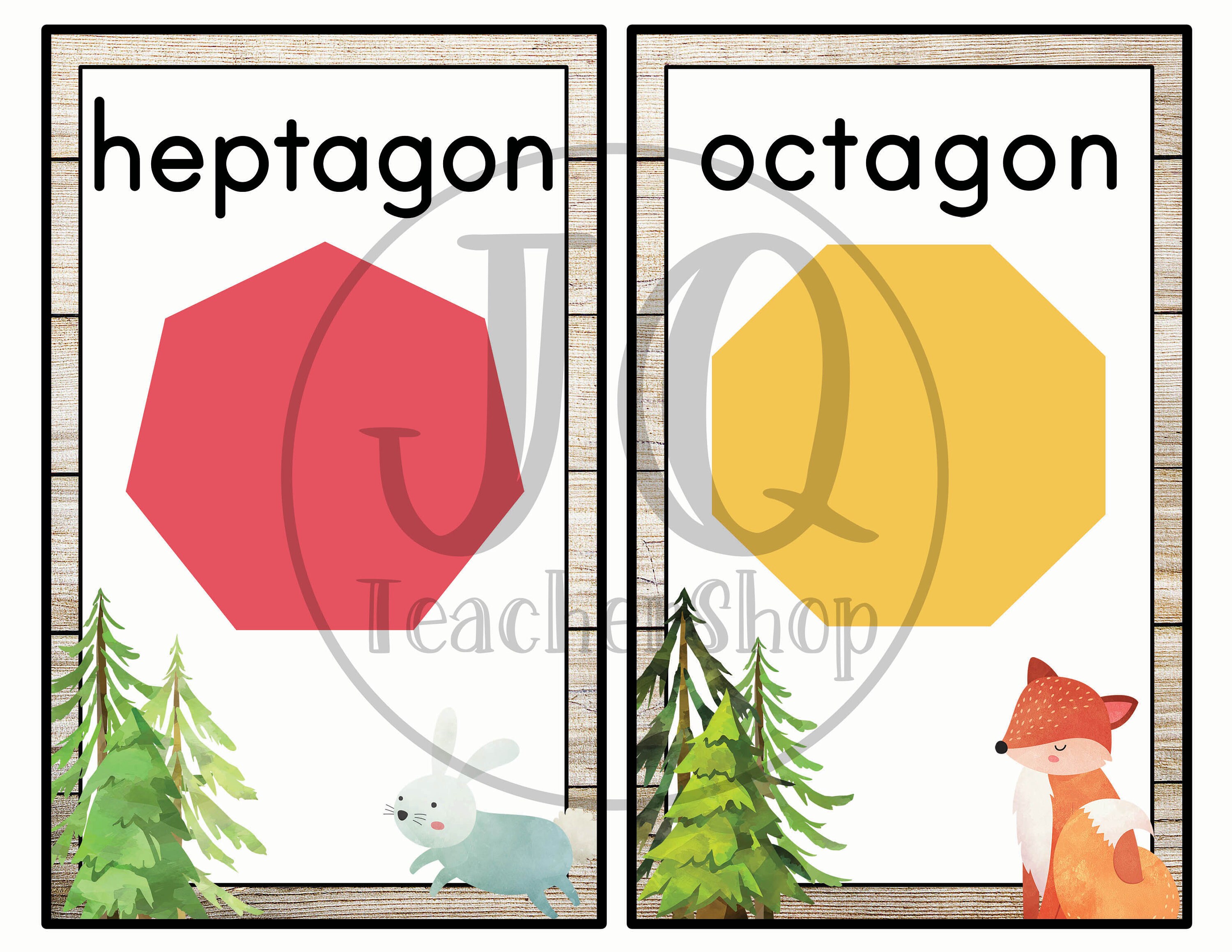 Printable 2d Shape Posters Woodland Theme Classroom Decor - Etsy Canada