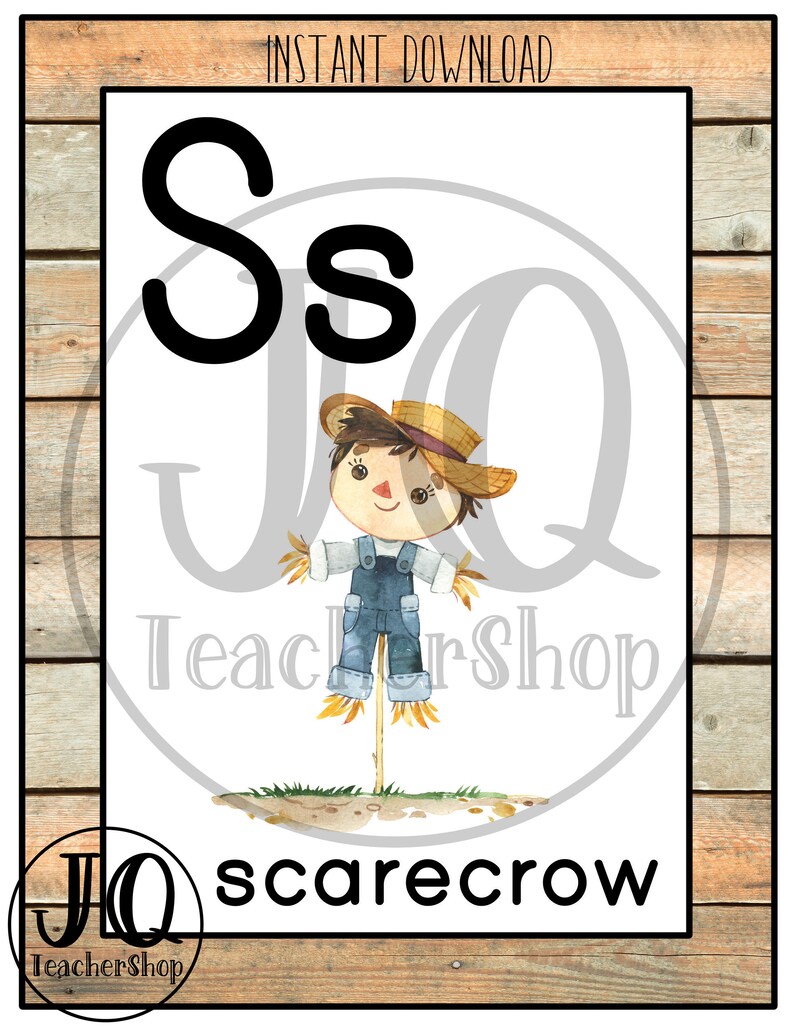 Printable Farm Theme Alphabet Classroom Decor Full Page - Etsy