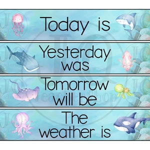 Printable Classroom Calendar, Ocean Theme Classroom, Classroom Decor ...