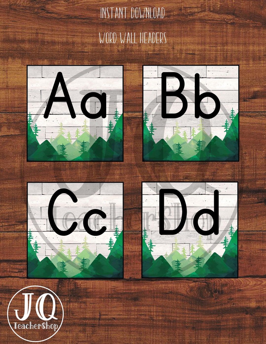 Printable Word Wall Letters, Small Alphabet Cards, Mountain Theme ...