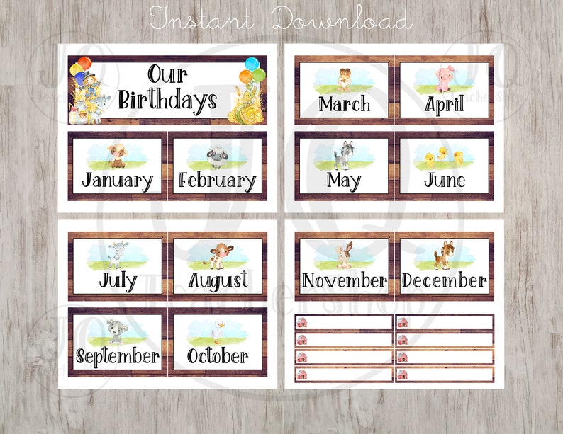 Printable Farm Theme Class Birthday Display Farmhouse Theme - Etsy