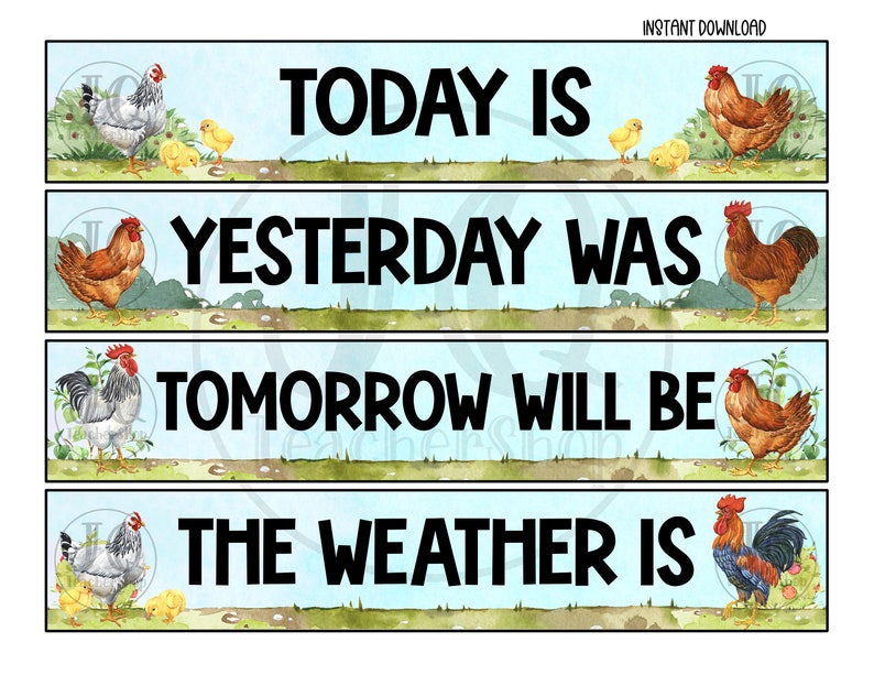 Printable Classroom Calendar, Farm Theme Calendar Set, Classroom Decor ...