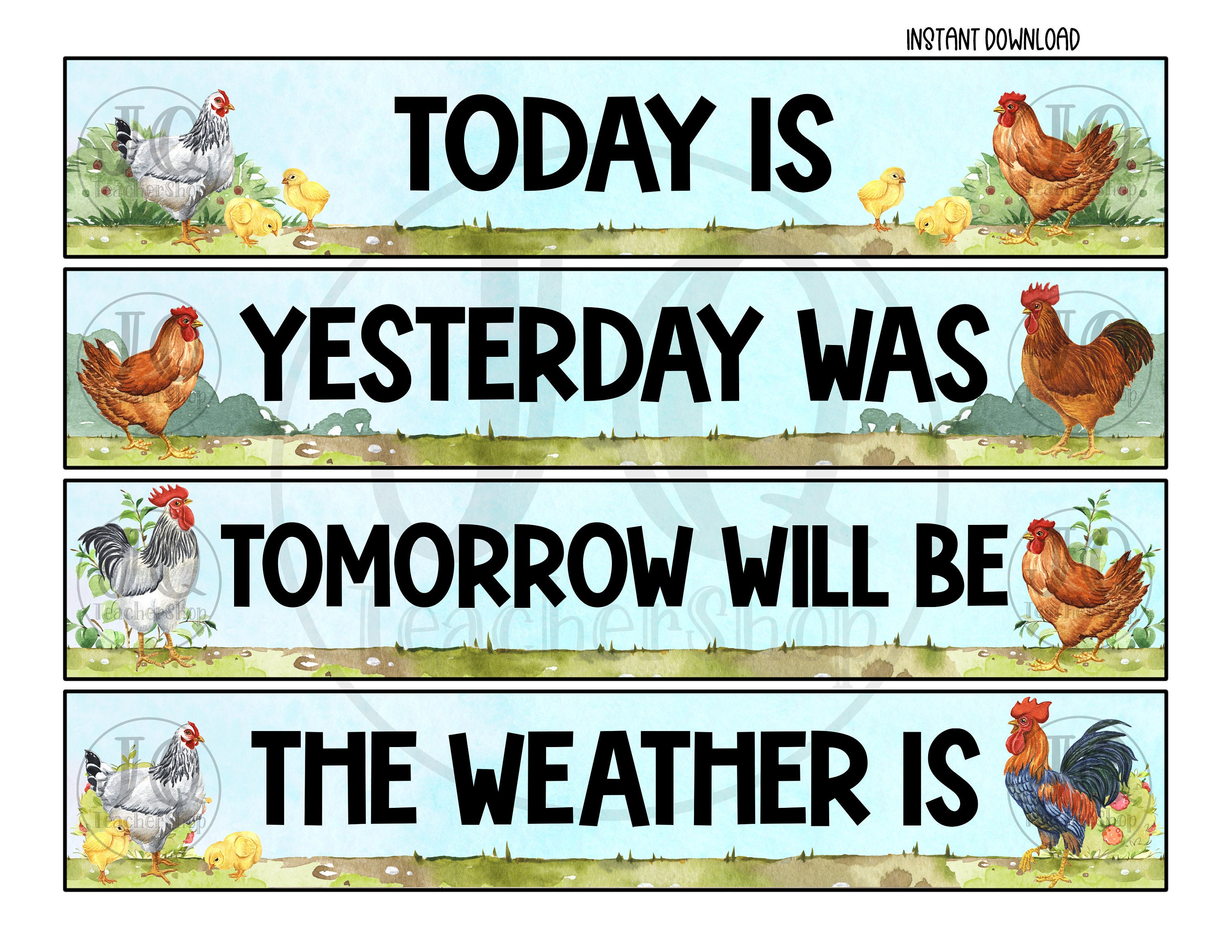 Farm Theme Classroom Calendar Set, Printable Decor (digital Download ...