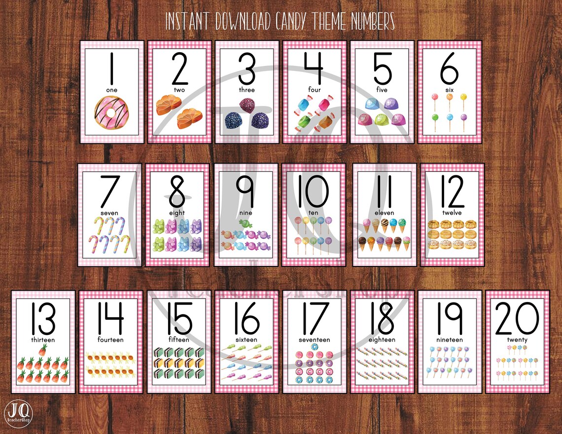 Candy Theme Number Posters, Classroom Decor (printable) - Etsy