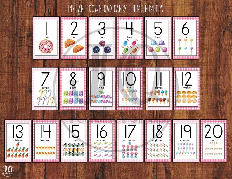 Printable Candy Theme Number Posters Classroom Decor Sweet - Etsy