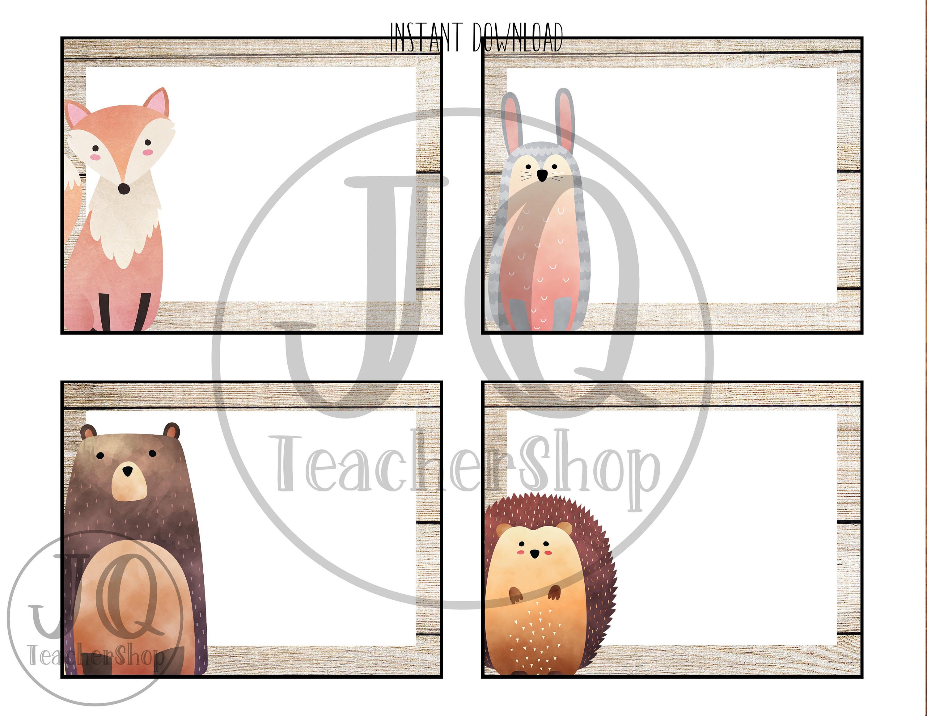 Woodland Animals Classroom Labels, Printable Desk Name Plates (digital ...