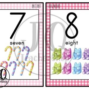 Printable, Candy Theme Number Posters, Classroom Decor, Sweet Shop ...