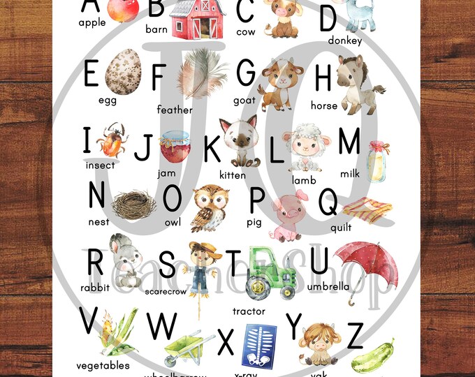 PRINTABLE Farm Alphabet Number Prints | Farm Nursery Wall Art | Farm ...