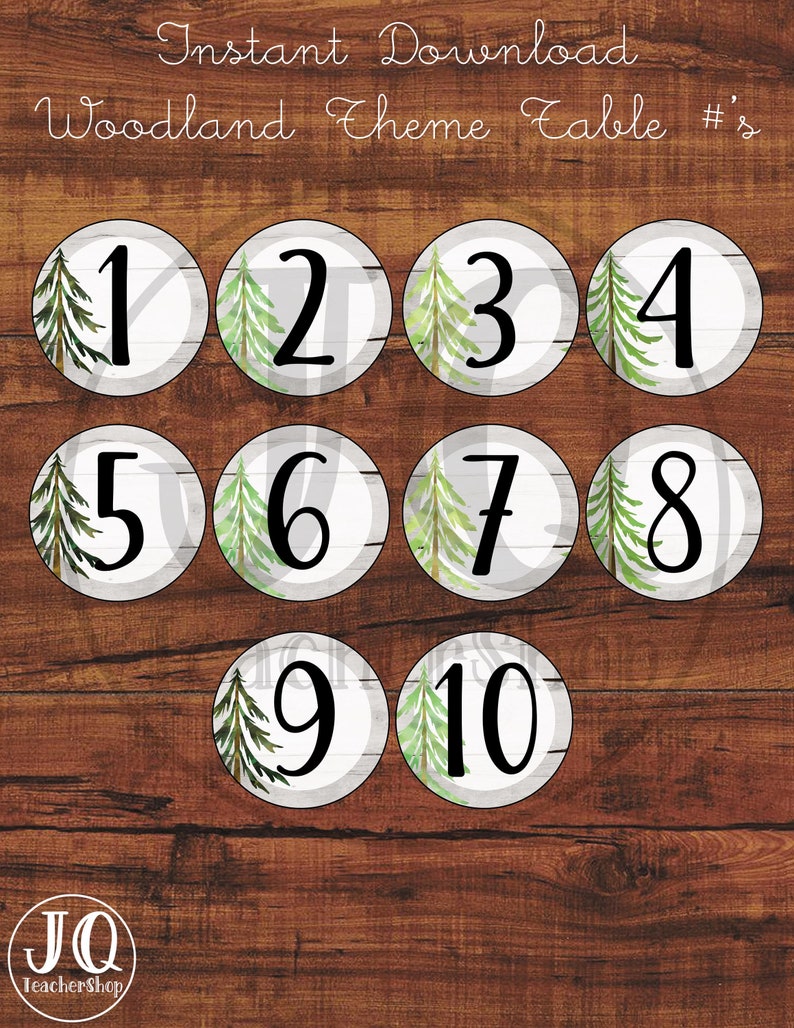 Printable Table Numbers Woodland Classroom Decor Classroom - Etsy