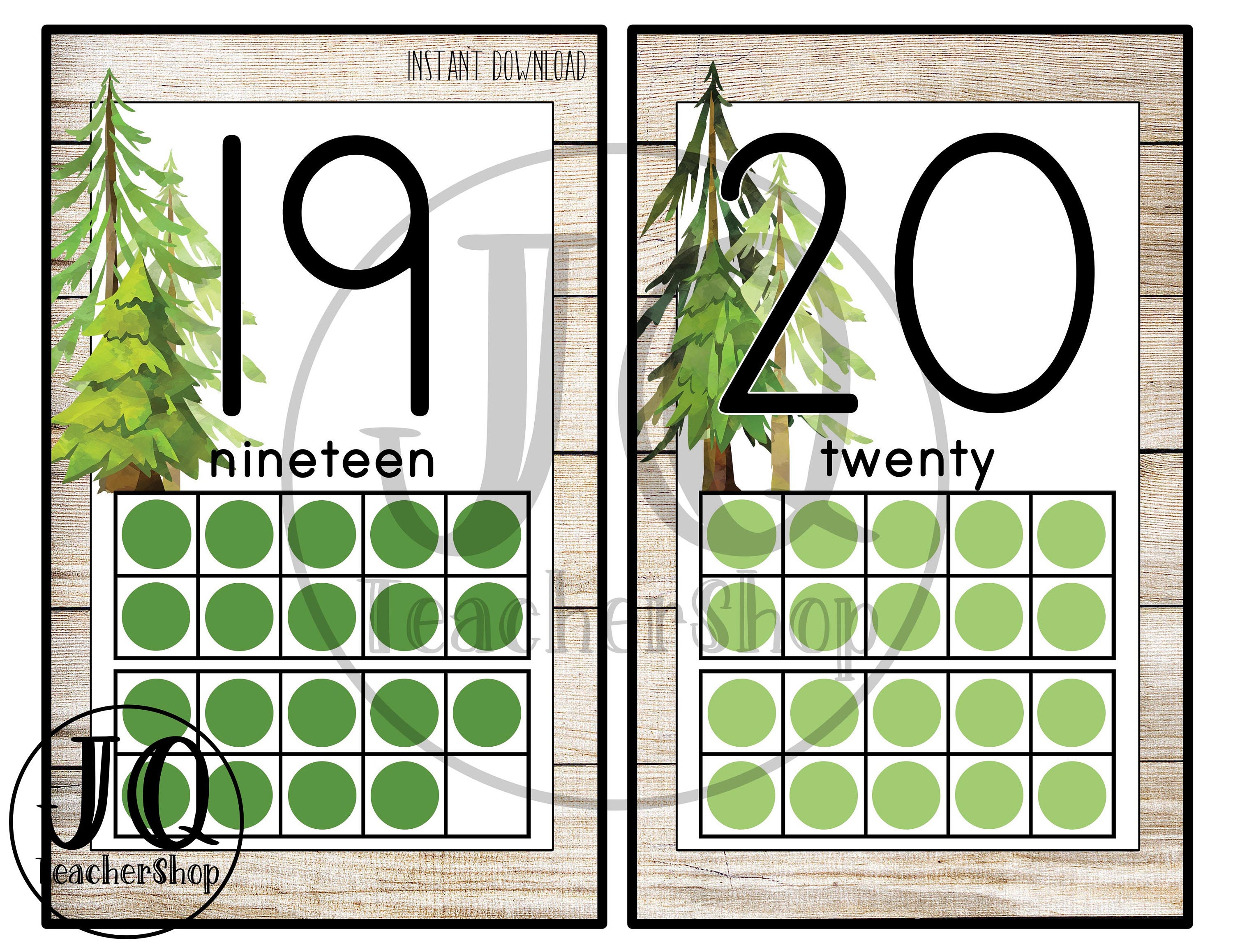 Printable Ten Frames Number Wall Posters Woodland Classroom - Etsy