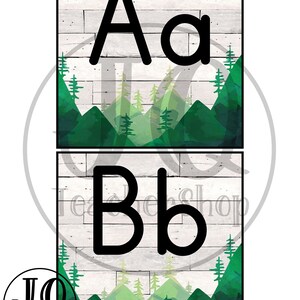 Printable Word Wall Letters, Small Alphabet Cards, Mountain Theme ...