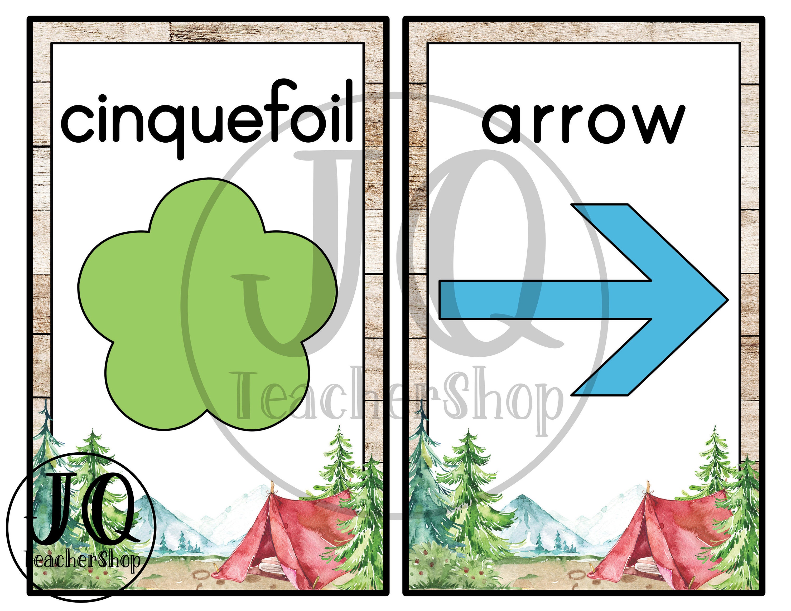 Printable 2d Shapes, Camp Theme Classroom Decor, Camp Theme Shapes ...