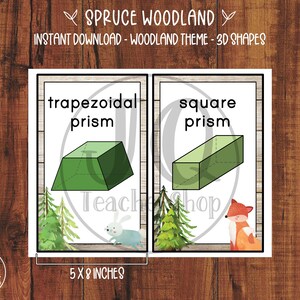 Printable 3d Shapes Cards, Woodland Theme Classroom Decor, Homeschool ...