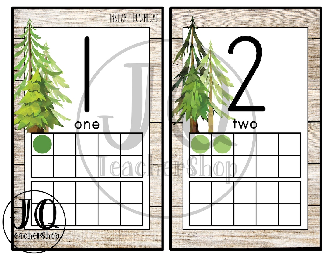 Printable Ten Frames Number Wall Posters Woodland Classroom - Etsy