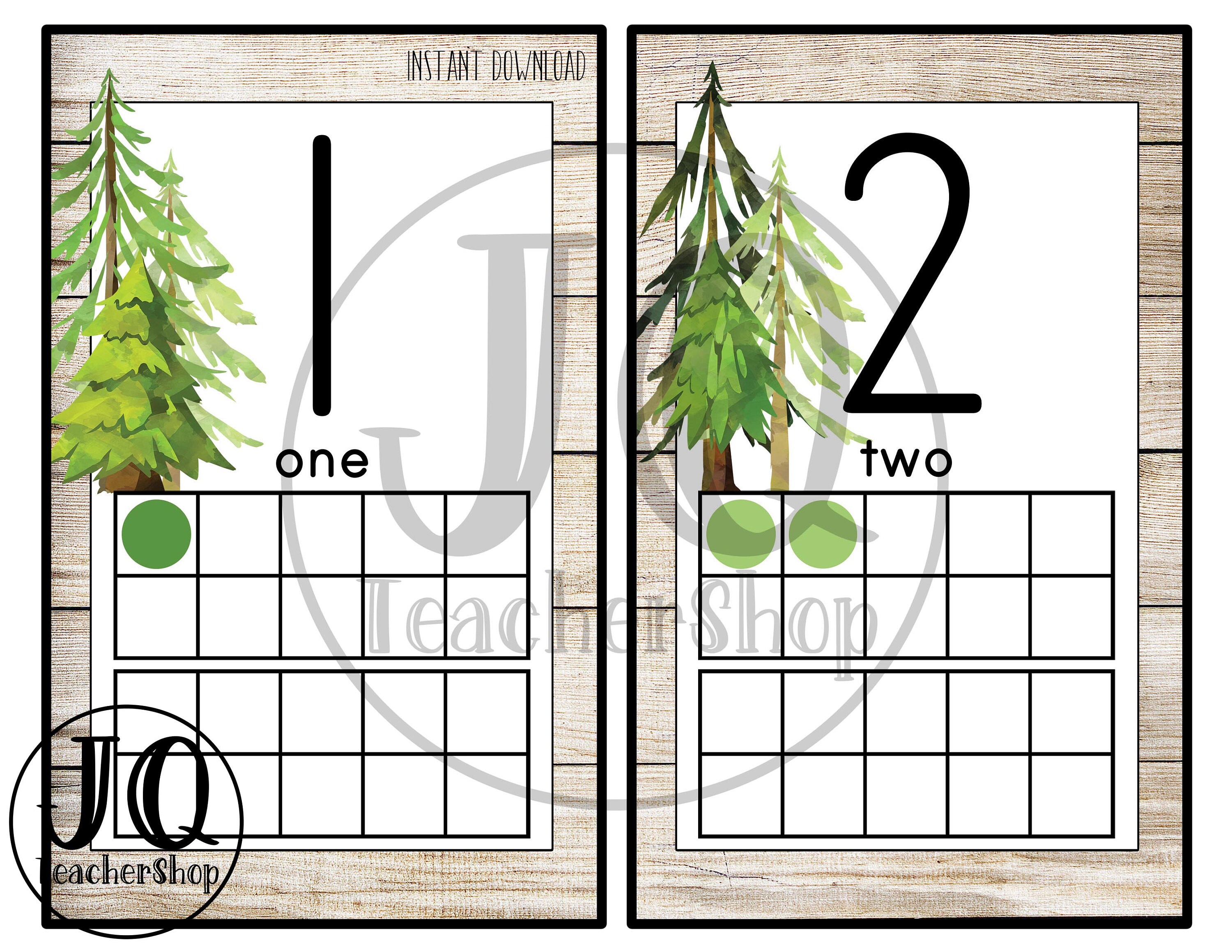 Printable Ten Frames Number Wall Posters Woodland Classroom - Etsy