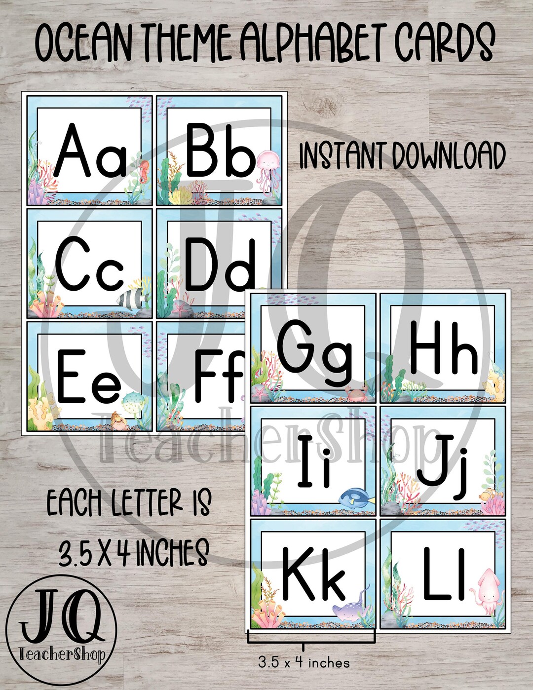Ocean Theme Alphabet Wall Cards: Classroom Decor (digital Download) - Etsy