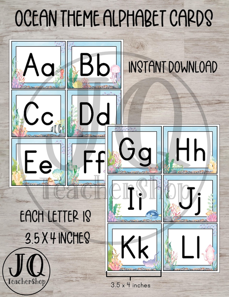 Instant Download, Alphabet Word Wall, Classroom Decor, Ocean Theme ...