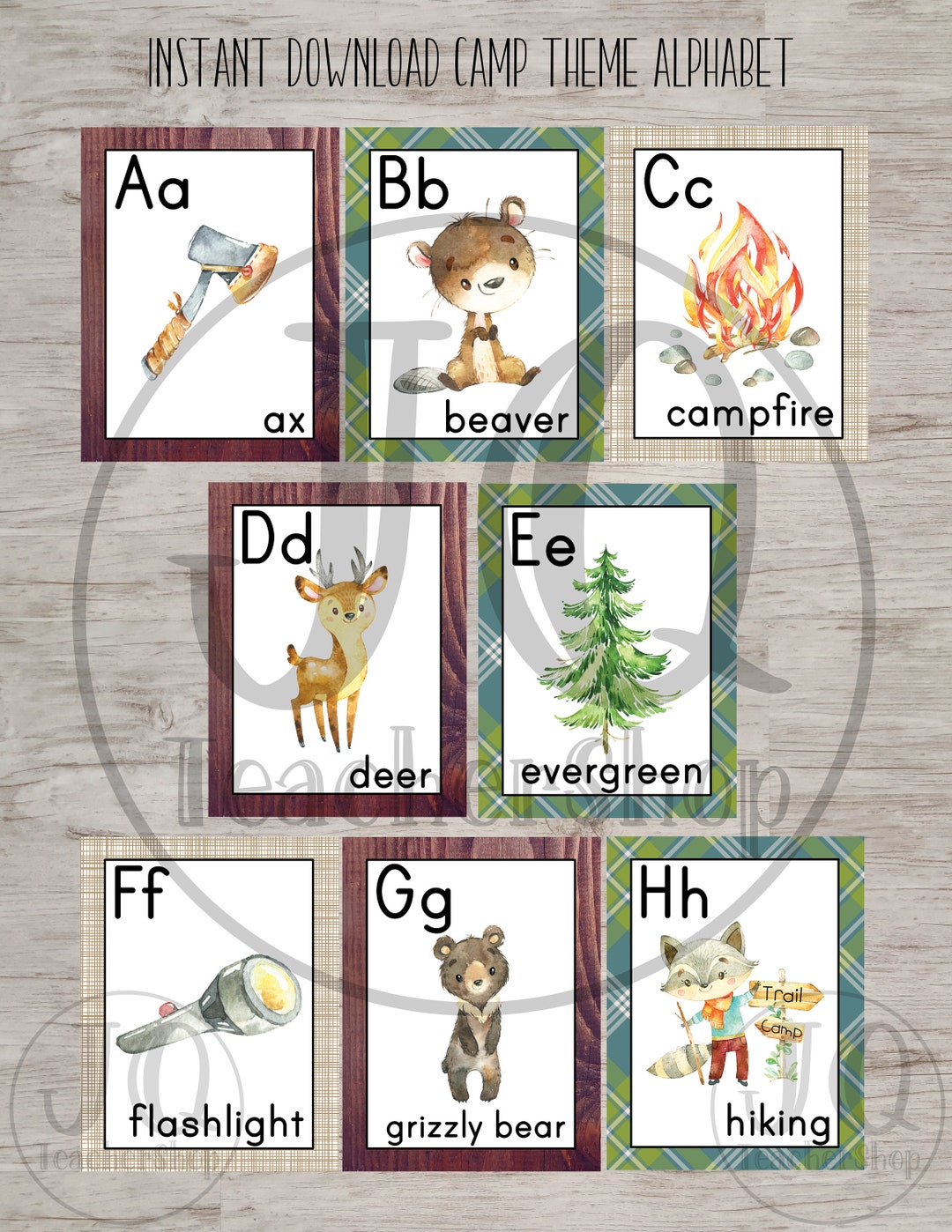 Printable Alphabet Wall Poster Camping Theme Classroom Decor - Etsy