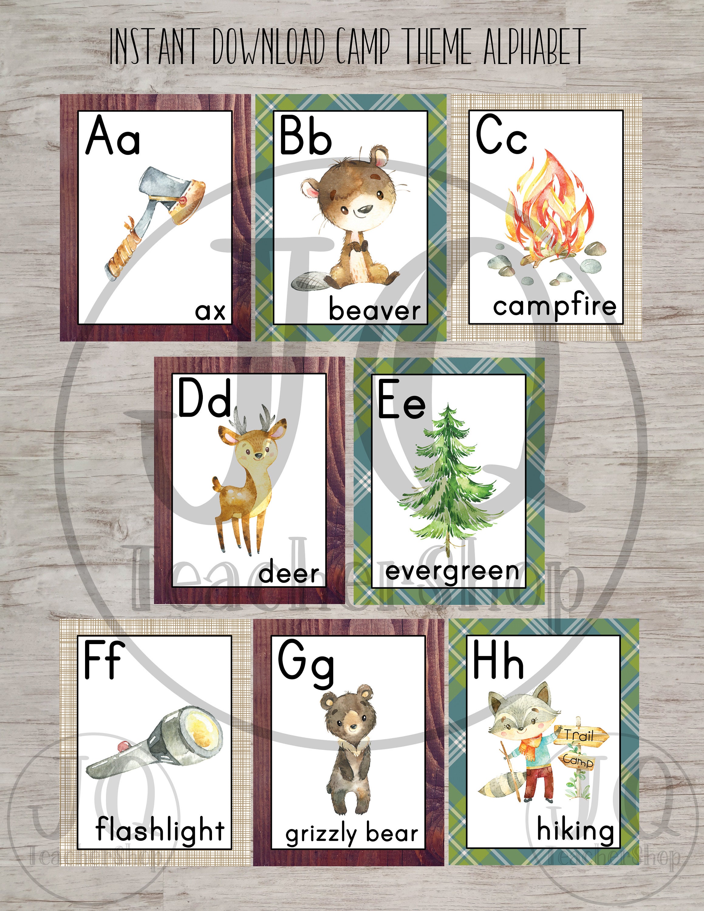 Printable Alphabet Wall Poster Camping Theme Classroom Decor - Etsy