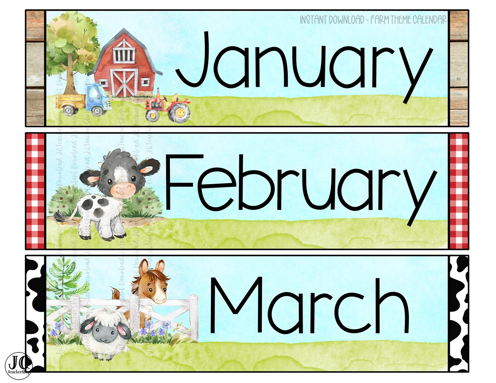 Printable Classroom Calendar, Farm Theme Classroom, Classroom Decor ...
