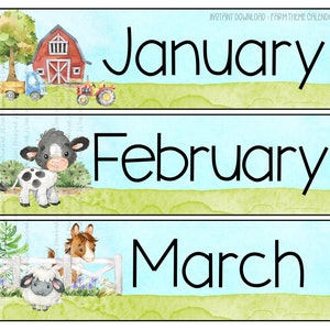 Printable Classroom Calendar, Farm Theme Classroom, Classroom Decor ...