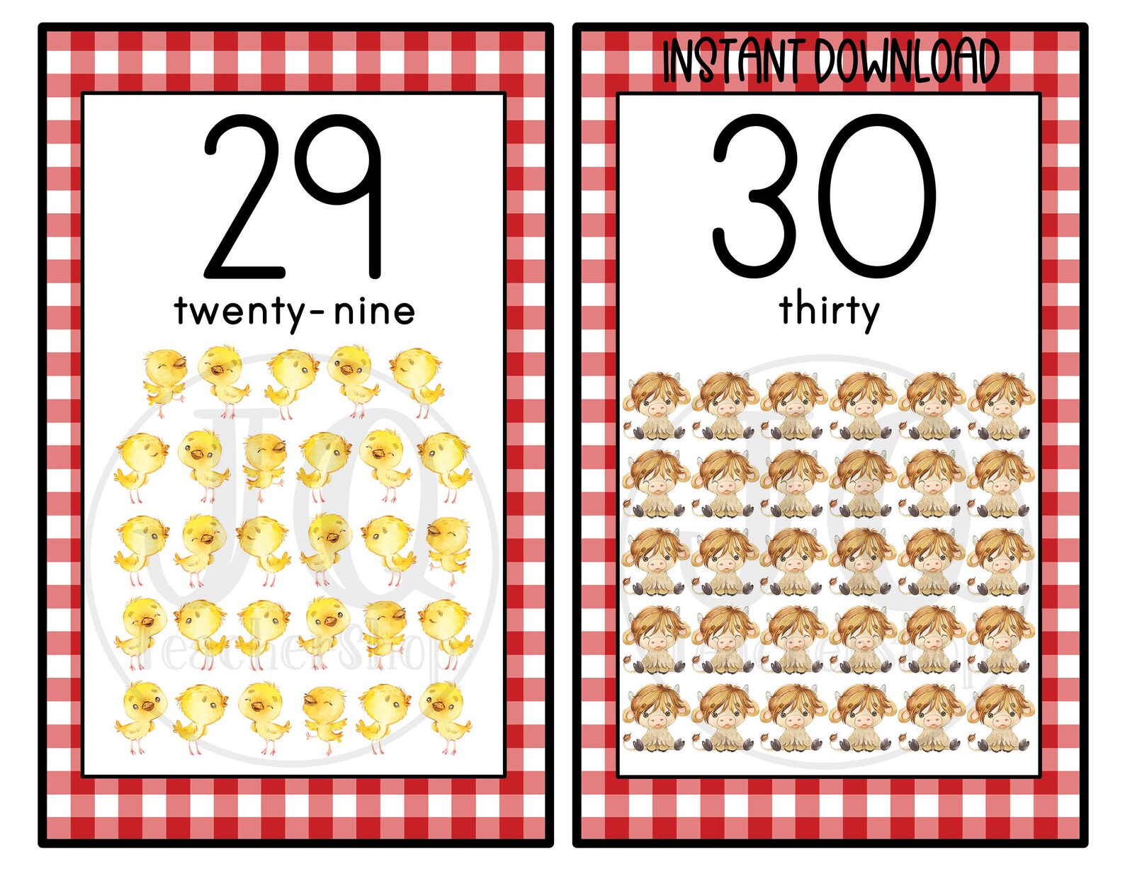 Farm Theme Number Posters, Classroom Decor (0-30) (digital Download) - Etsy