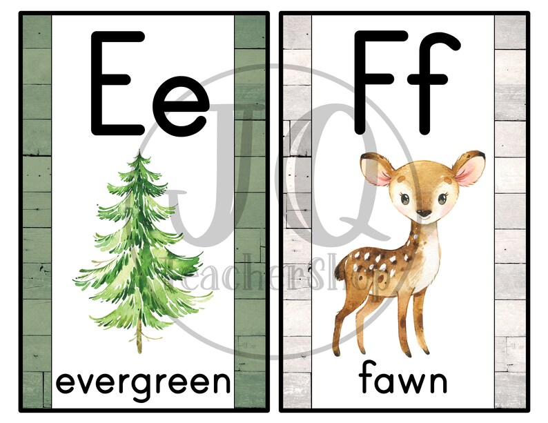 Printable Woodland Theme Alphabet Wall Posters Classroom - Etsy