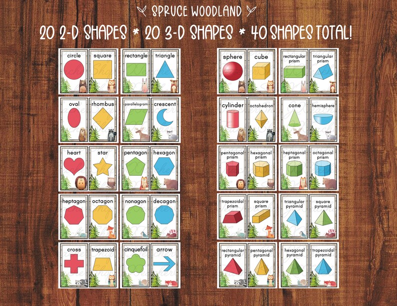 Woodland Classroom Shapes Print: 2D & 3D, 40 Total (PDF Download) - Etsy