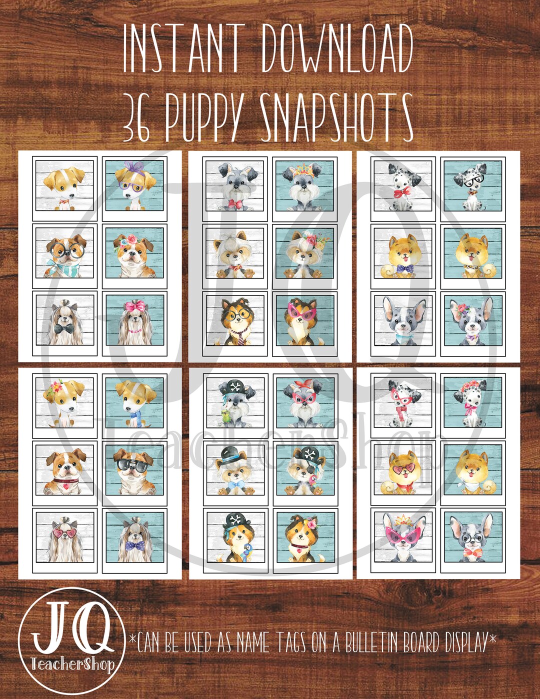 Puppy Snapshots, Classroom Decor, Name Tags (digital Download) - Etsy